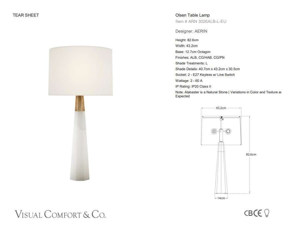 Olsen Table Lamp in Alabaster by AERIN
