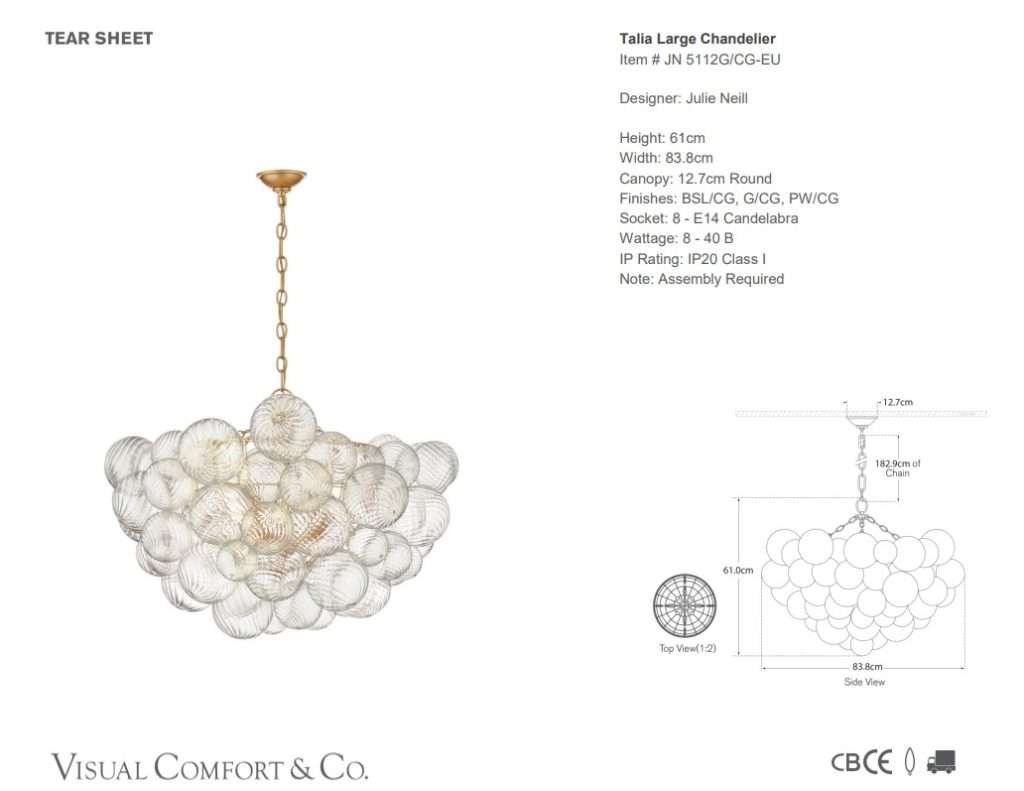 Talia Large Chandelier in Swirled Glass